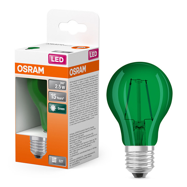 Osram LED lamp E27 | Peer A60 | Filament | Groen | 7500K | 2.5W (7W) Osram 123led.nl